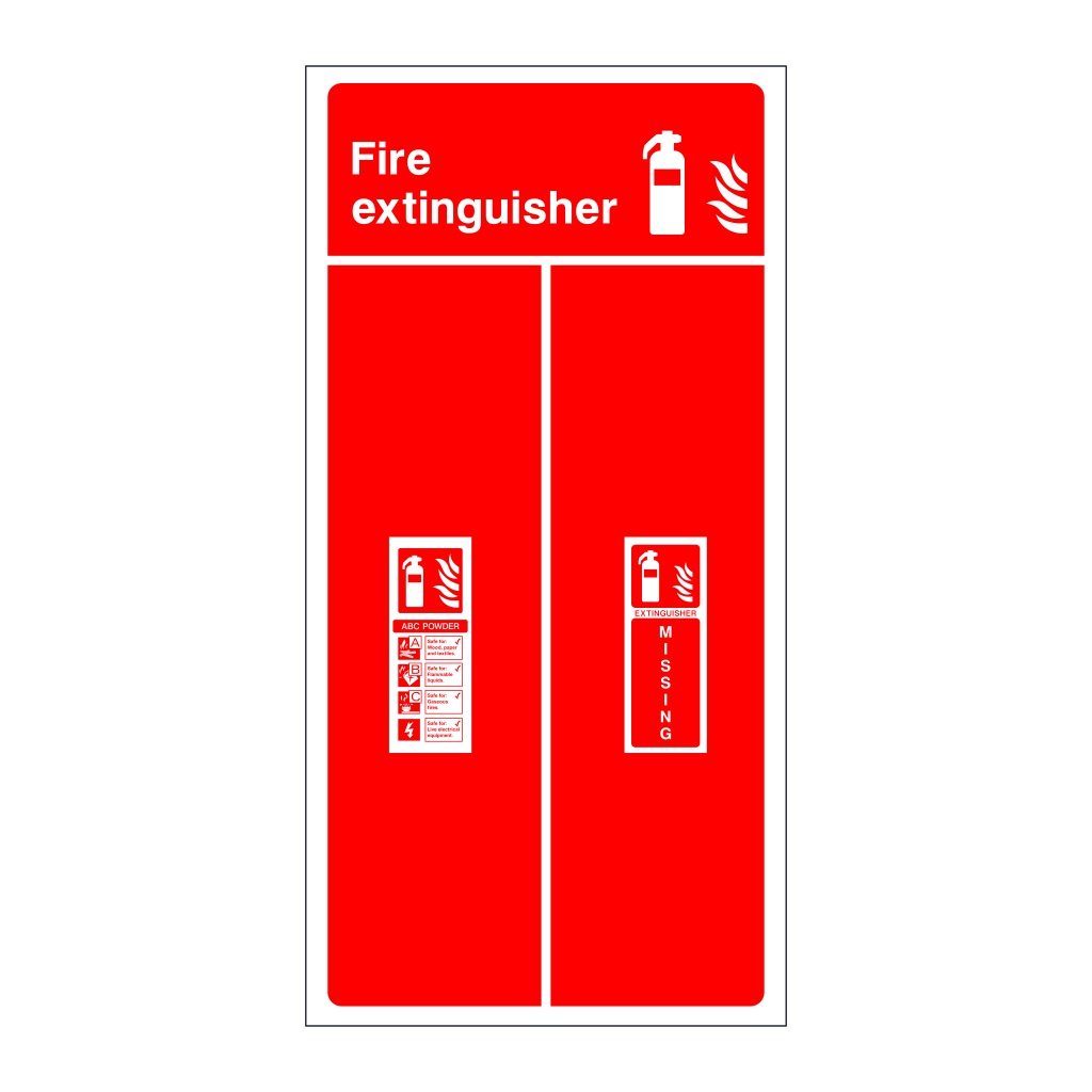 ABC Powder fire extinguisher single location board | British Safety Signs